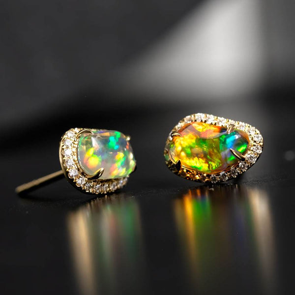 raw fire opal earrings