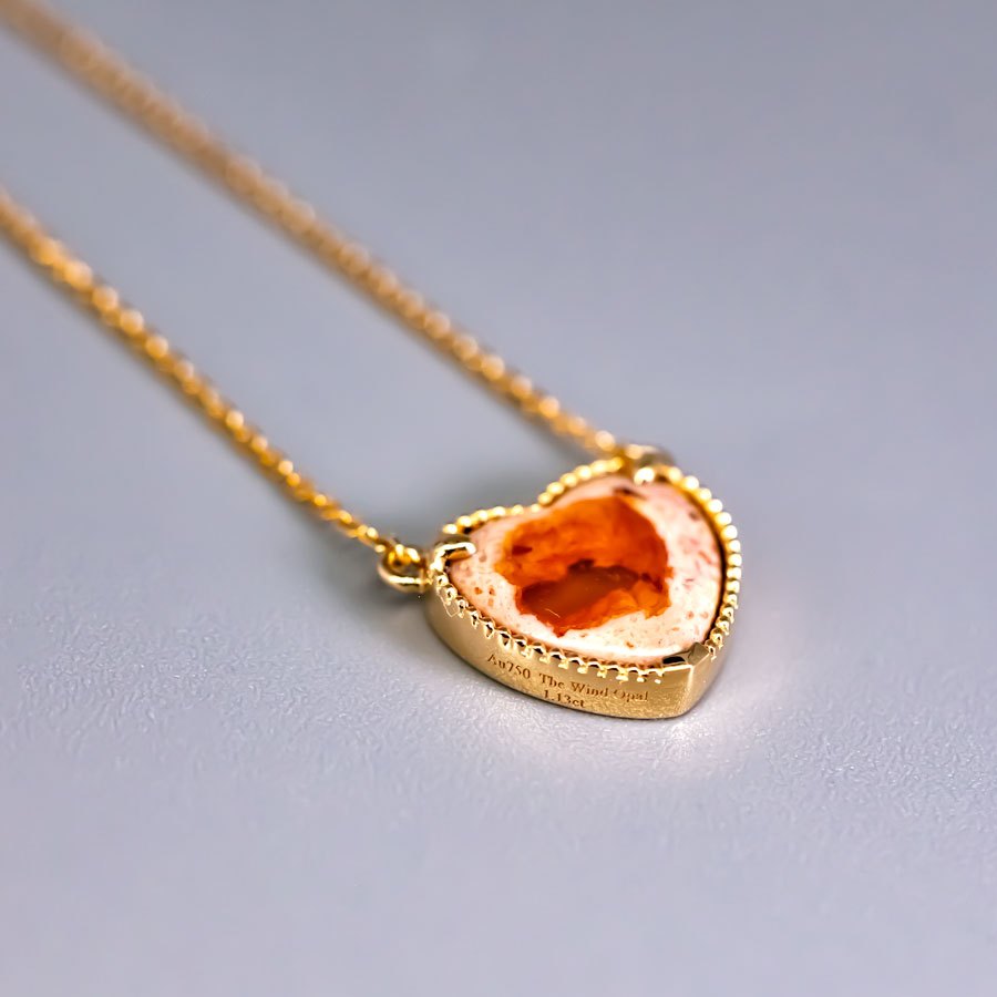 Heart Shaped Mexican Matrix Fire Opal Pendant Necklace | The Wind