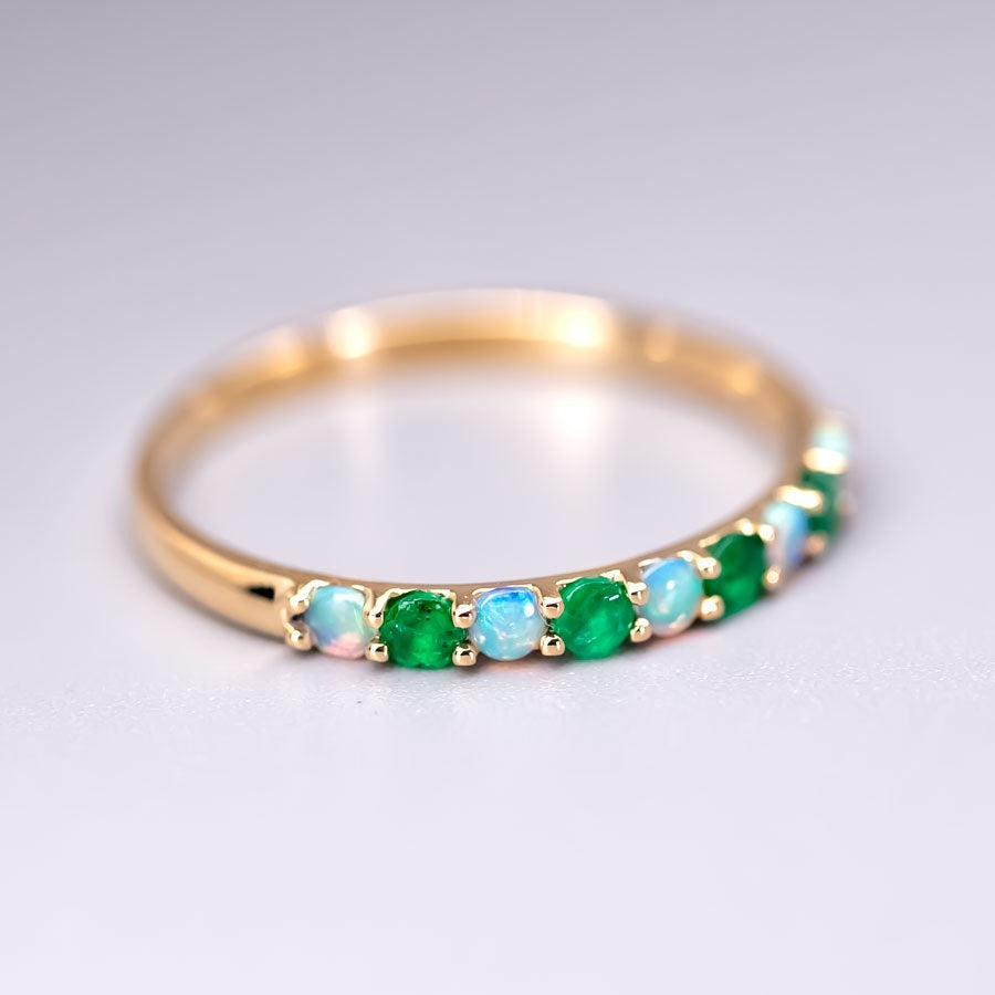 Opal Emerald Stackable Band 18K Gold Eternity Wedding Ring | The Wind