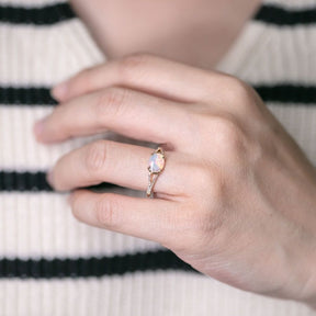 Opal Split Shank Engagement Ring Pave Setting 18K Gold | The Wind