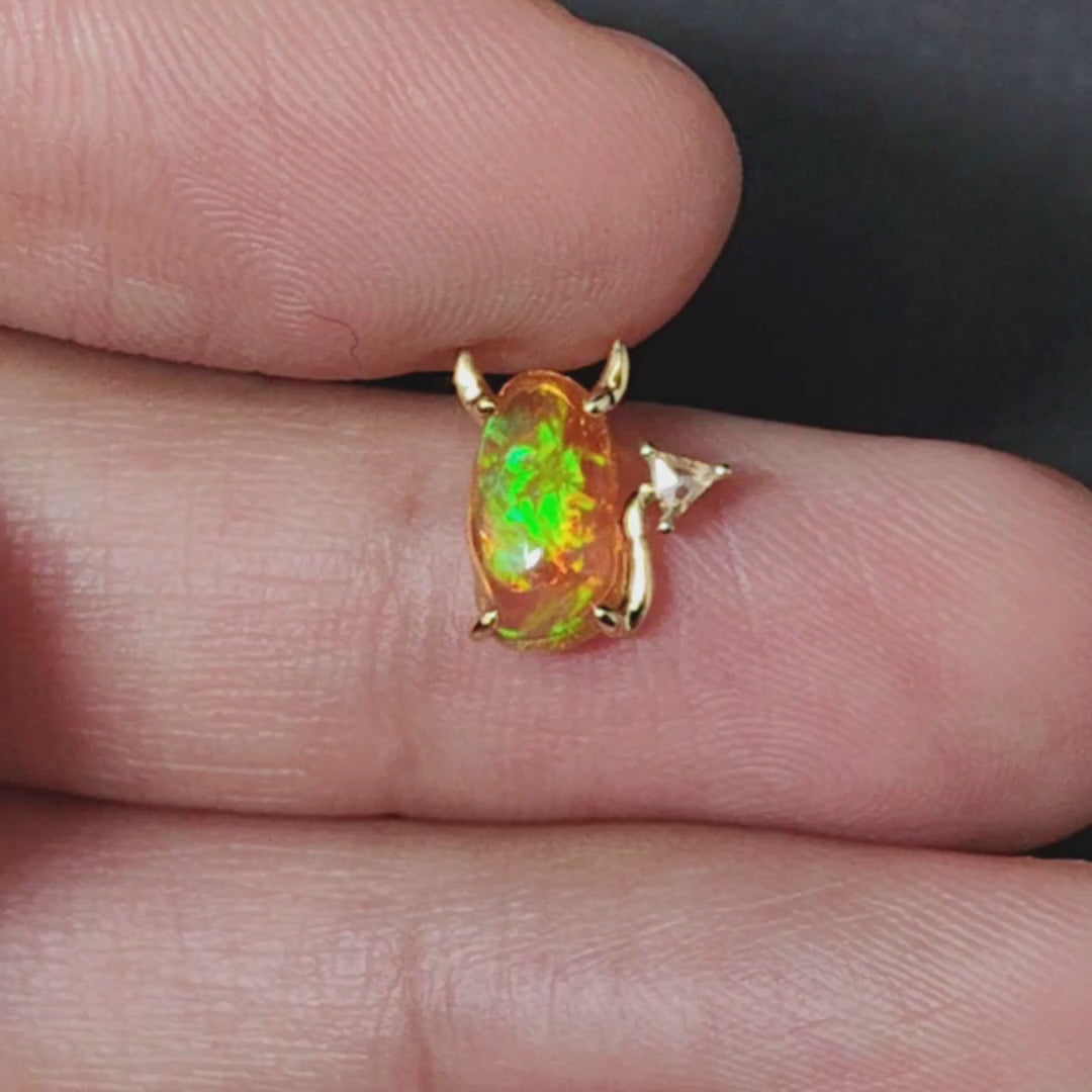 I Love You Little Devil - Fire Opal Diamond Pendant Necklace 18K Gold – The Wind