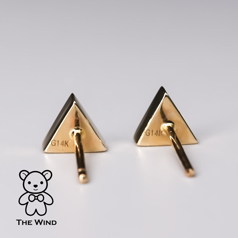 Australian Doublet Triangle Stud Earrings 14K Yellow Gold | The Wind